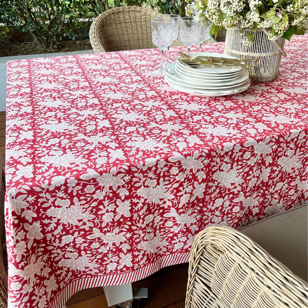 Red and white tablecloth store